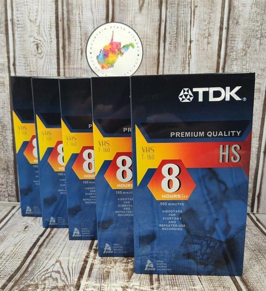 Other | 5 Tdk T16 Hs Premium Quality 8hr Vhs Tapes Video Cassette Blank ...